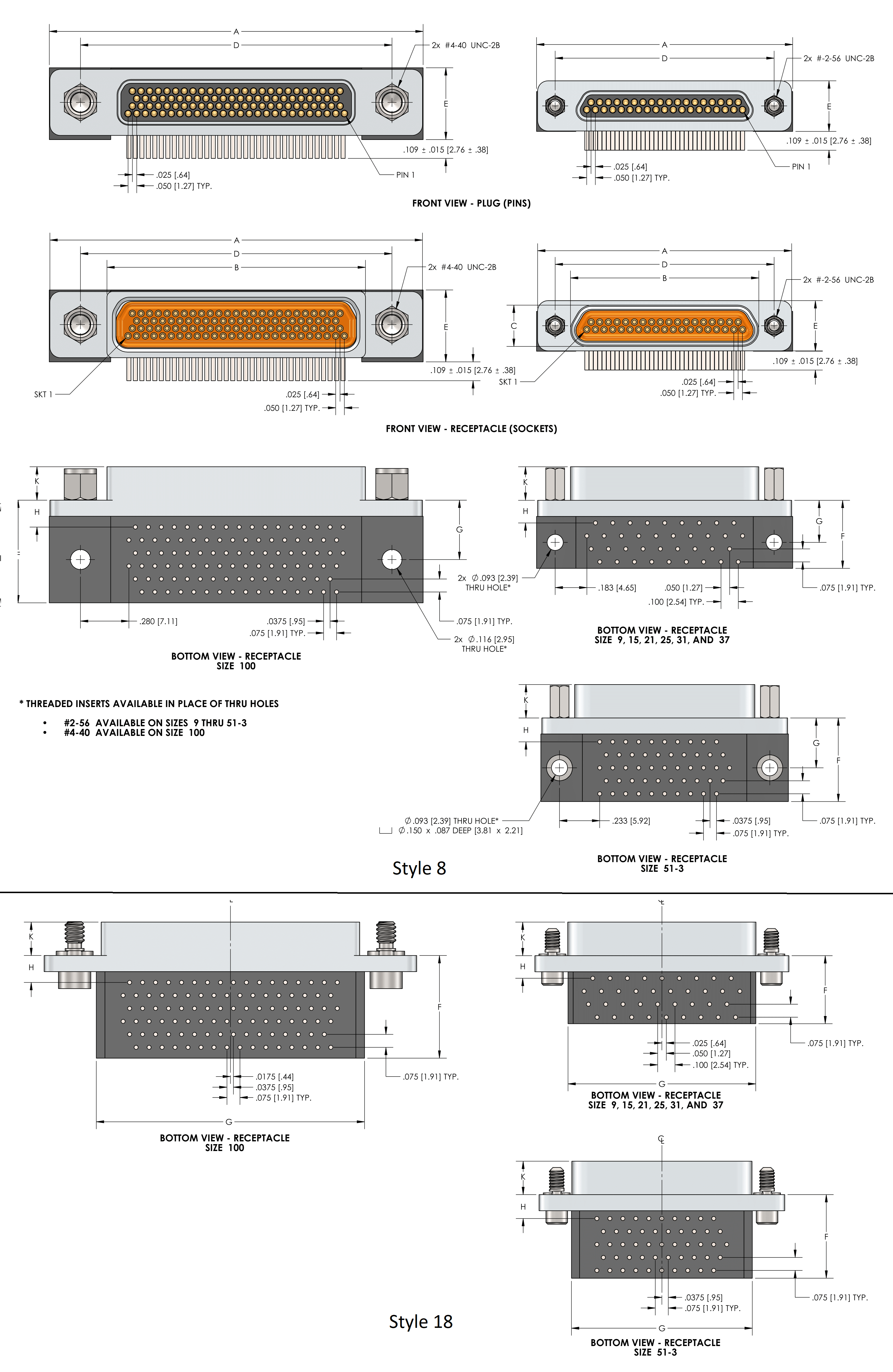 Micro D Right Angle .75 x .1 Connector | Winchester Interconnect Micro